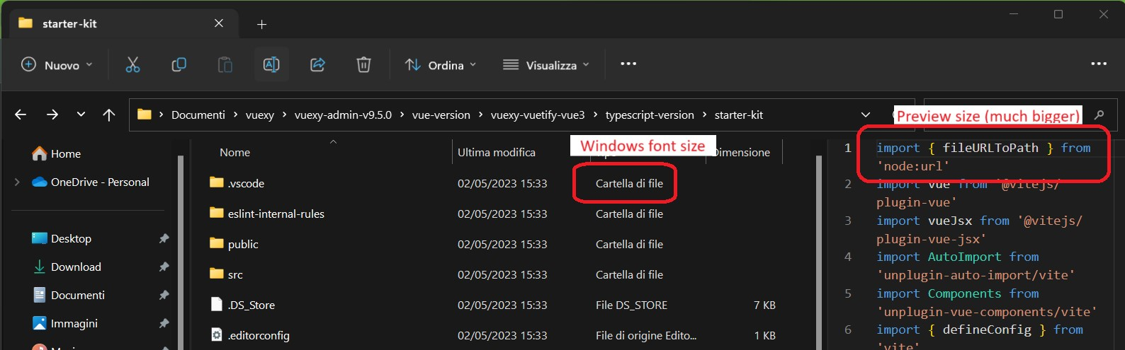 Font size selection for File explorer add-ons (and eventually Peek ...