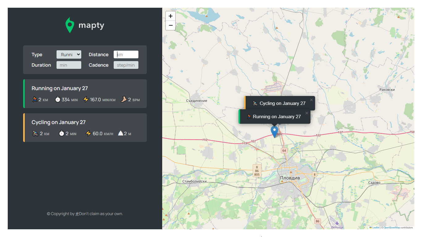 GitHub - linimary/Mapty-OOP: Map your workouts