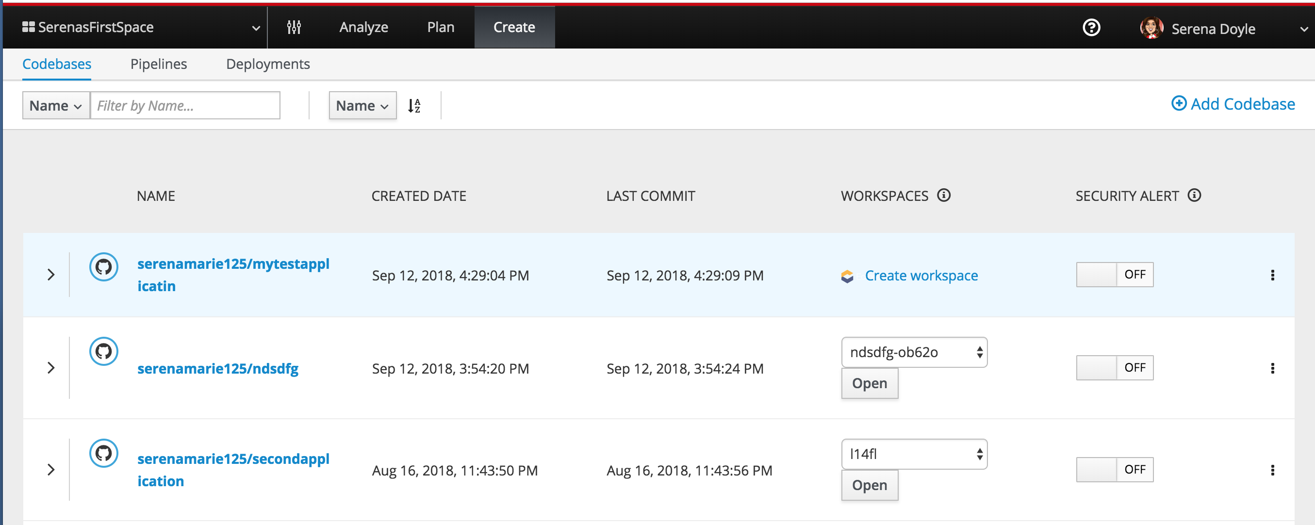 NAME column in Codebases page should not be bold · Issue #4328 · openshiftio/openshift.io · GitHub