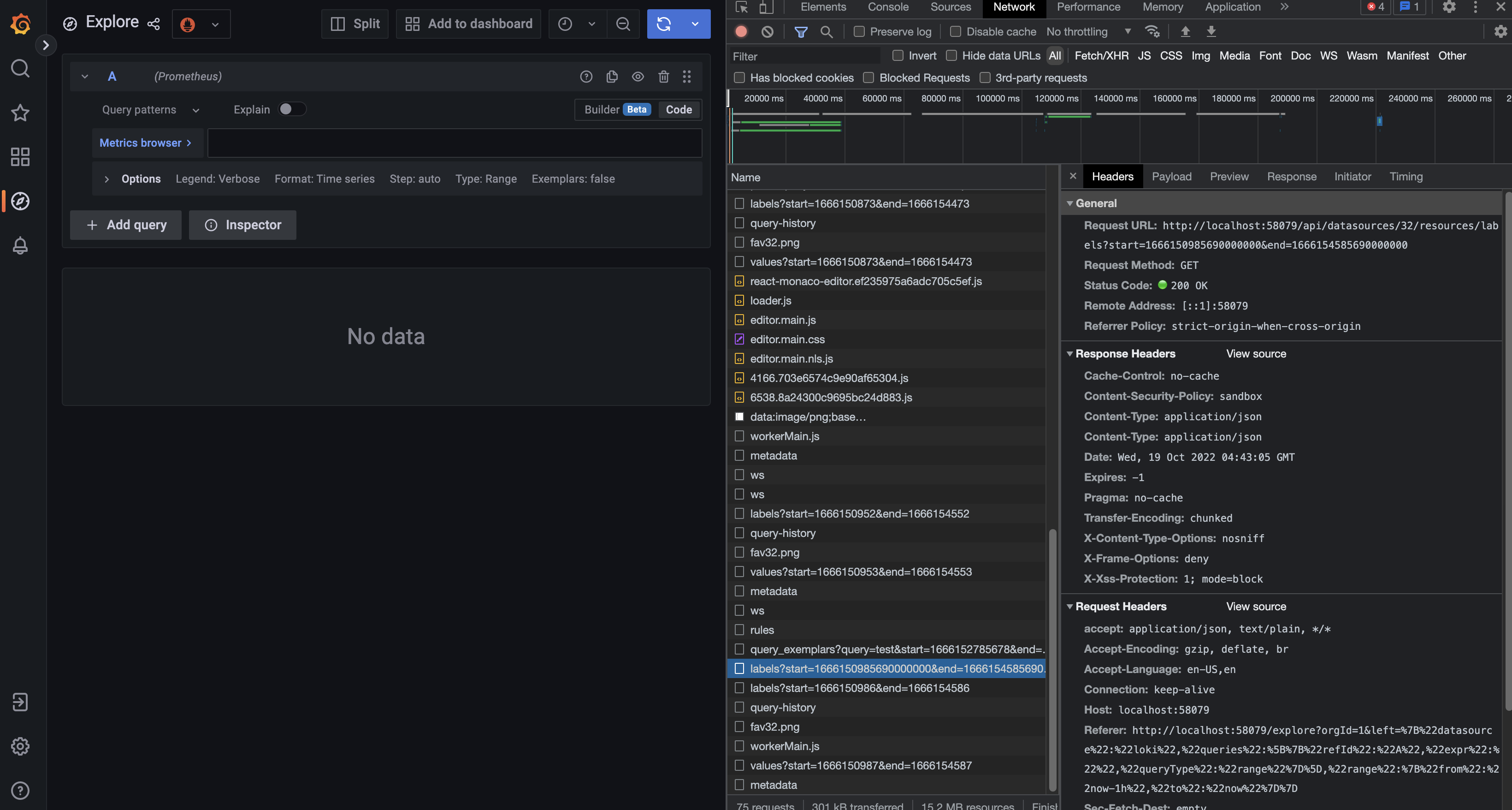 Loki Labels or Prometheus Metrics Browser produces the Content Type header two times · Issue ...