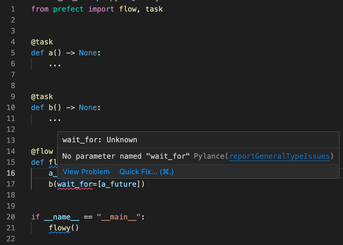 No parameter named "wait_for" · Issue #5762 · PrefectHQ/prefect · GitHub