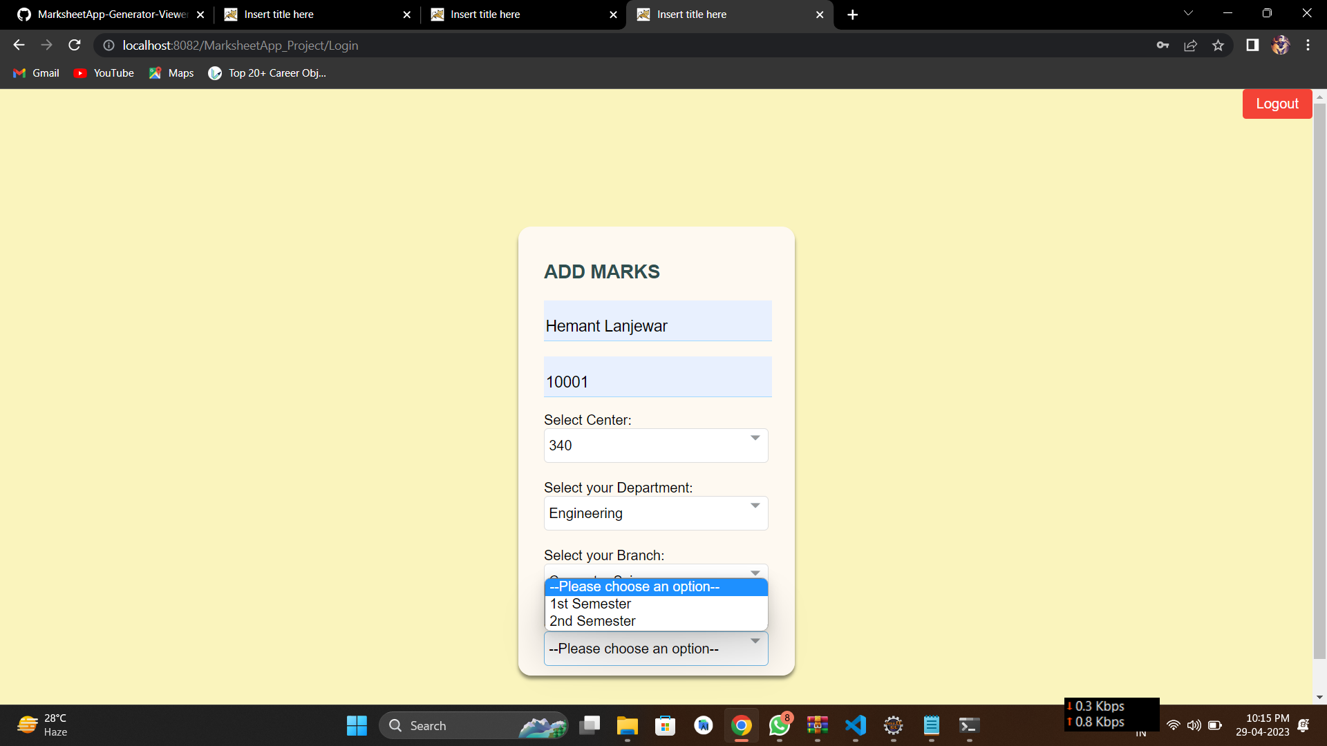 GitHub - Hemant-Lanjewar/MarksheetApp-Generator-Viewer