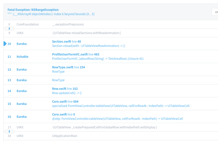 App crash. iOS 11 · Issue #1241 · xmartlabs/Eureka · GitHub
