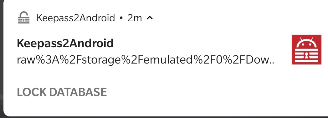 Android P: encoded db path in notifications · Issue #568 · PhilippC/keepass2android · GitHub