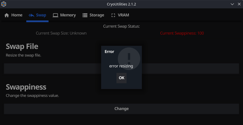 Cannot change SWAP size · Issue #99 · CryoByte33/steam-deck-utilities · GitHub