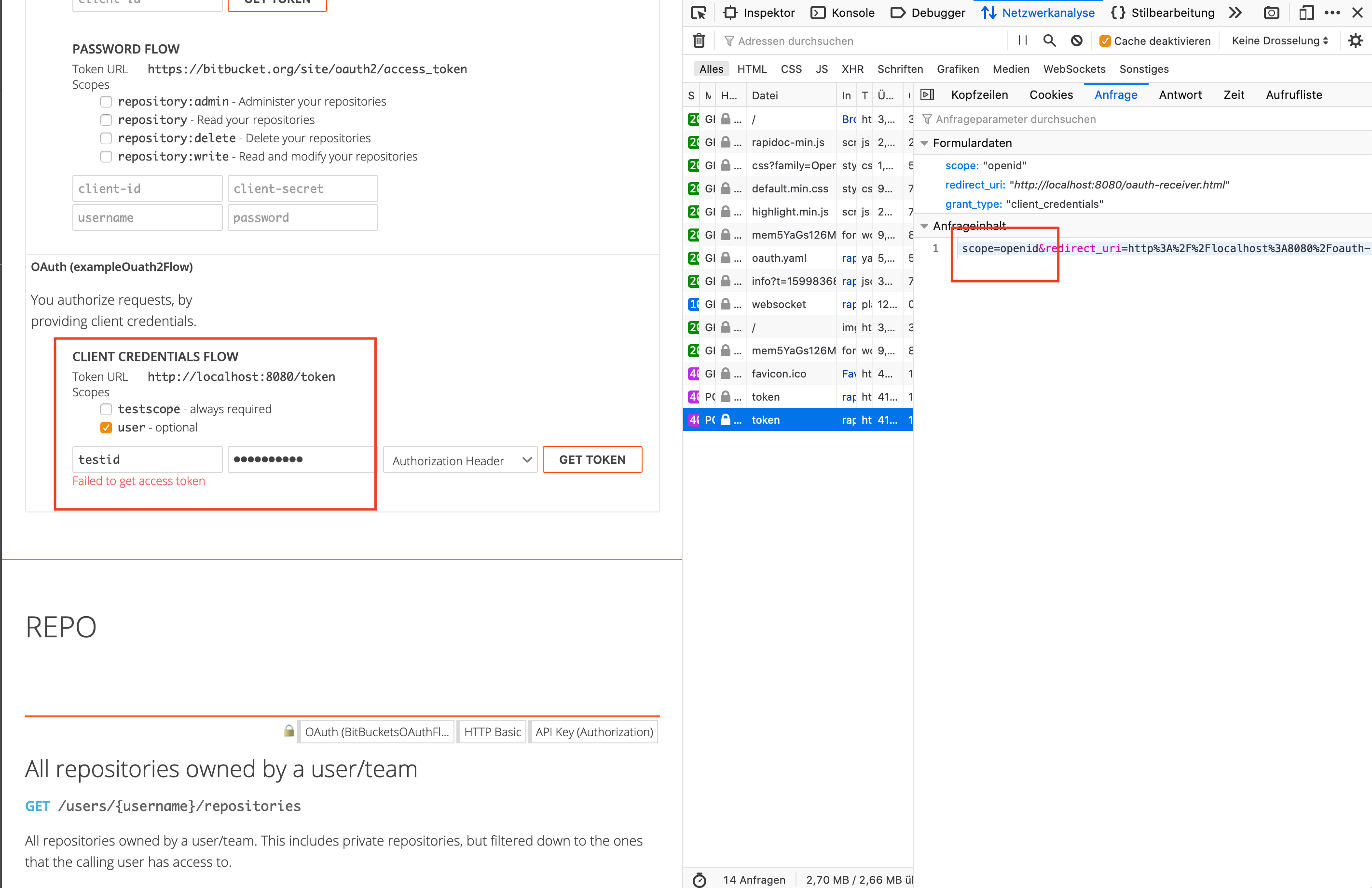 Selected scopes are not included in token network-request for `client_credentials` authorization ...