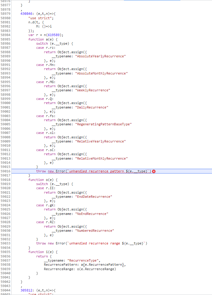 Office.context.mailbox.item.recurrence.getAsync is giving - Uncaught (in promise) Error ...