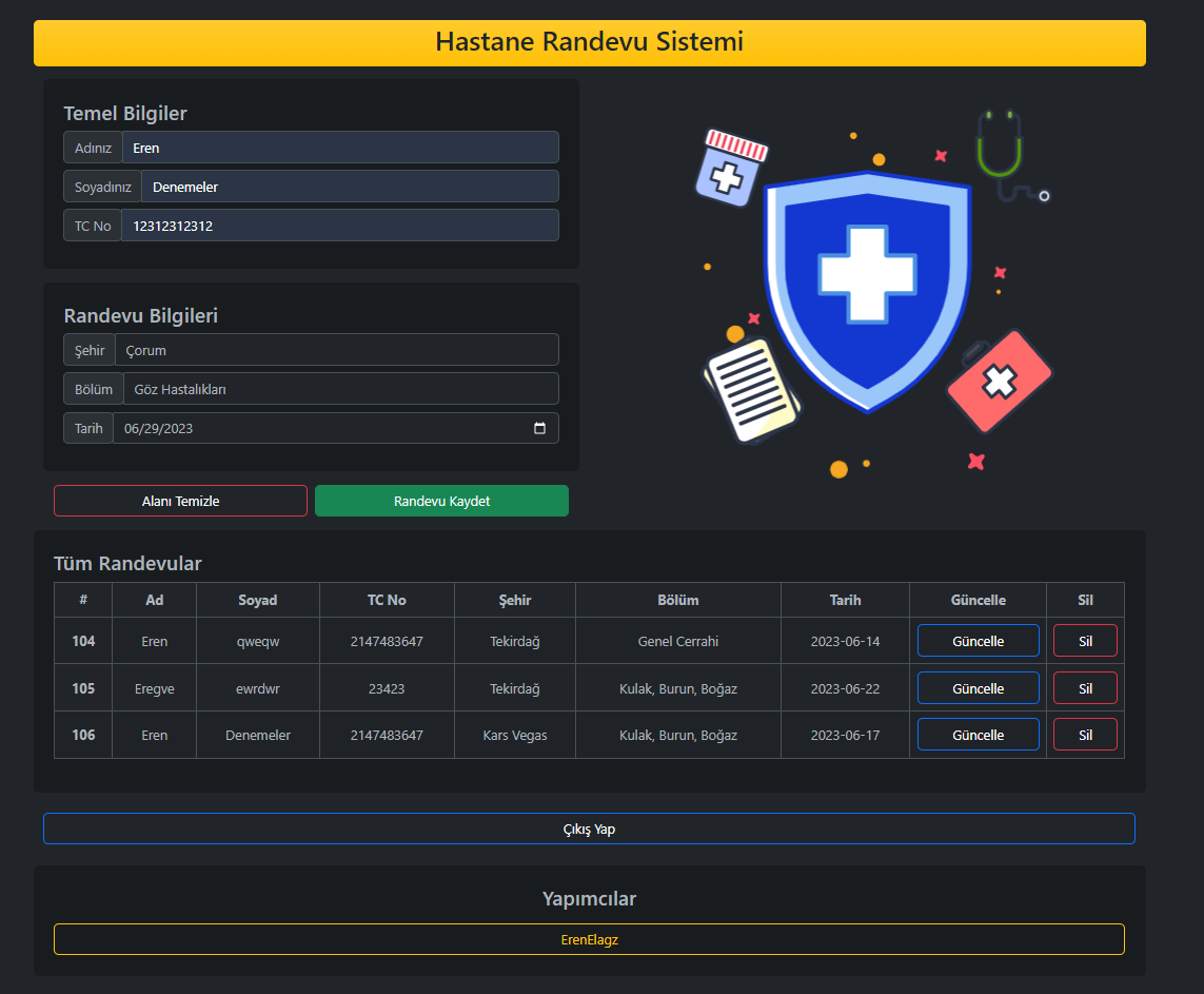 GitHub - ErenElagz/Hastane-Randevu-Sistemi: php sql database bağlantısı kullanarak hastane ...