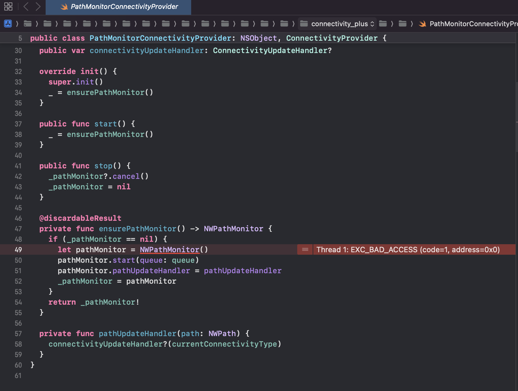 [Bug]: App Crash caused by EXC_BAD_ACCESS (code=1, address=0x0) · Issue #2160 · fluttercommunity ...