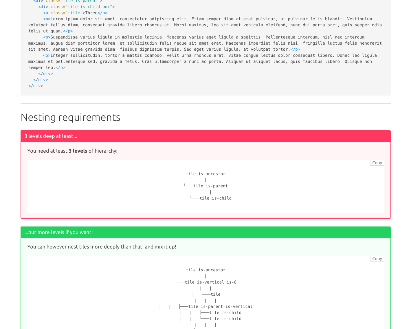 [docs] Code examples broken because of text-align:center (Grid->Tiles->"Nesting requirements ...