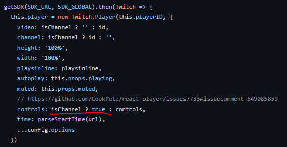 Twitch controls not able to hide when controls set to false · Issue #1307 · cookpete/react ...