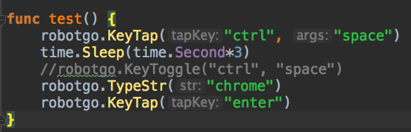How can I use “robotgo.KeyTap("ctrl", "space")” to compound key? When I want to find Spotlight ...