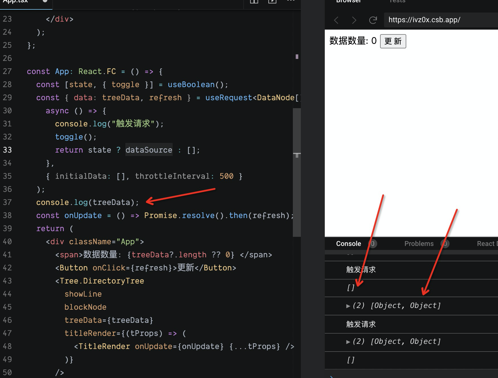 [Bug] useRequest请求数据后未更新视图. · Issue #750 · alibaba/hooks · GitHub