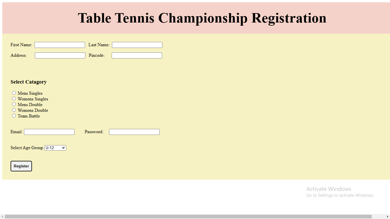 GitHub - Avirup-Sengupta/TT-Registration-Form-: Created a table tennis ...