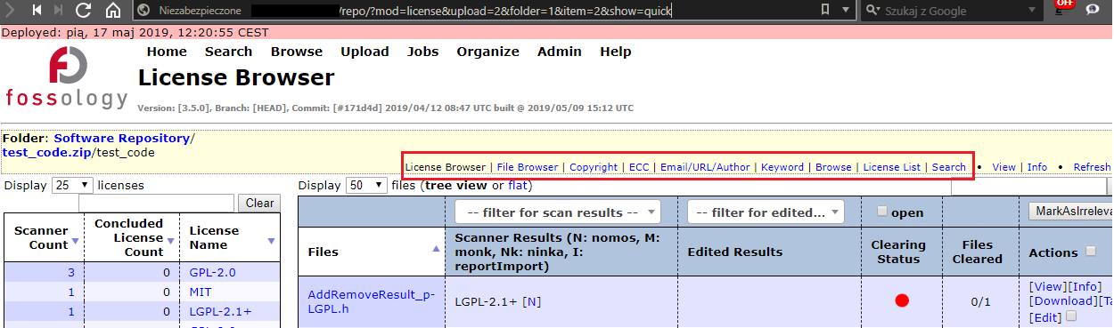 Bucket menu entry shown in "main" menu bar · Issue #1366 · fossology/fossology · GitHub