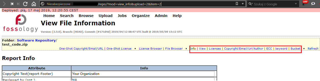 Bucket menu entry shown in "main" menu bar · Issue #1366 · fossology/fossology · GitHub