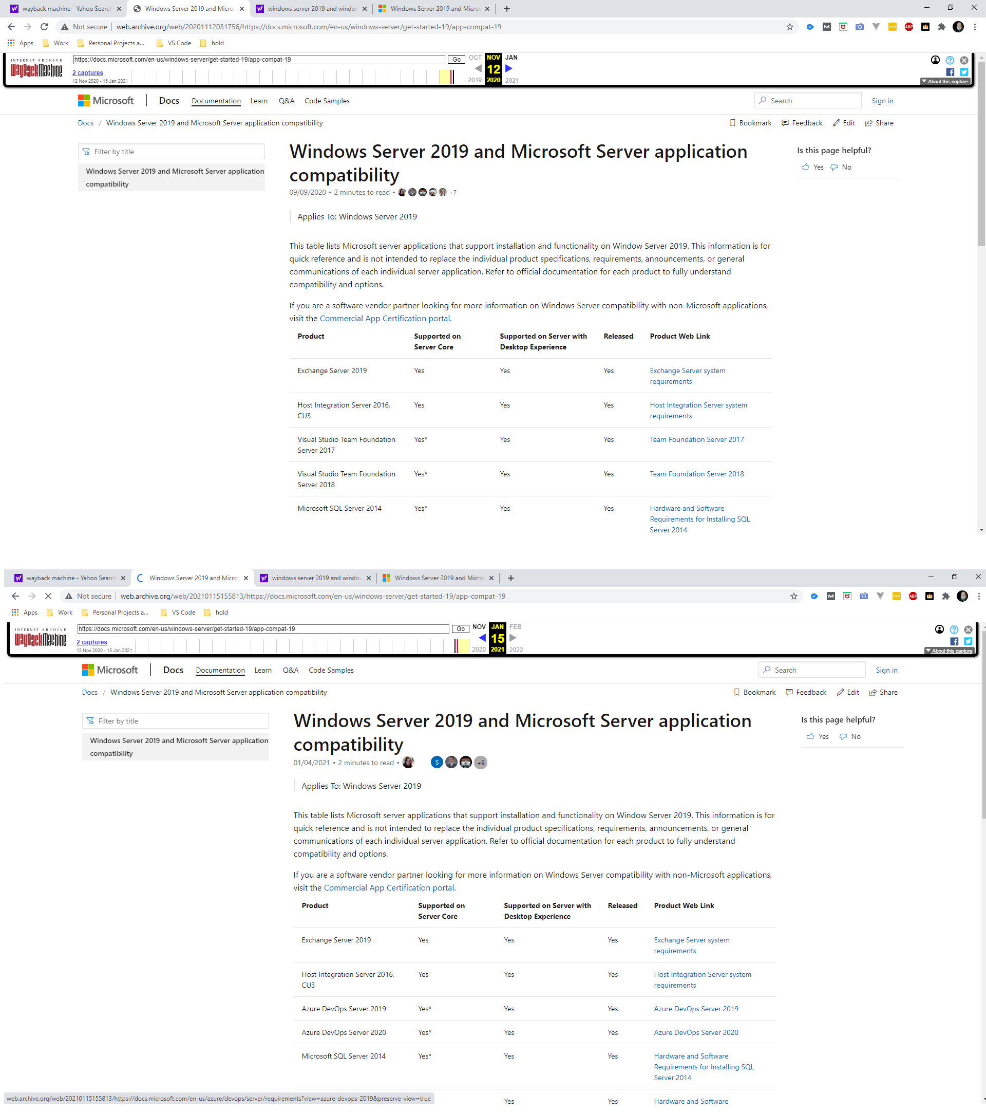 Update supported TFS / DevOps Servers versions on Windows Server 2019 · Issue #4986 ...