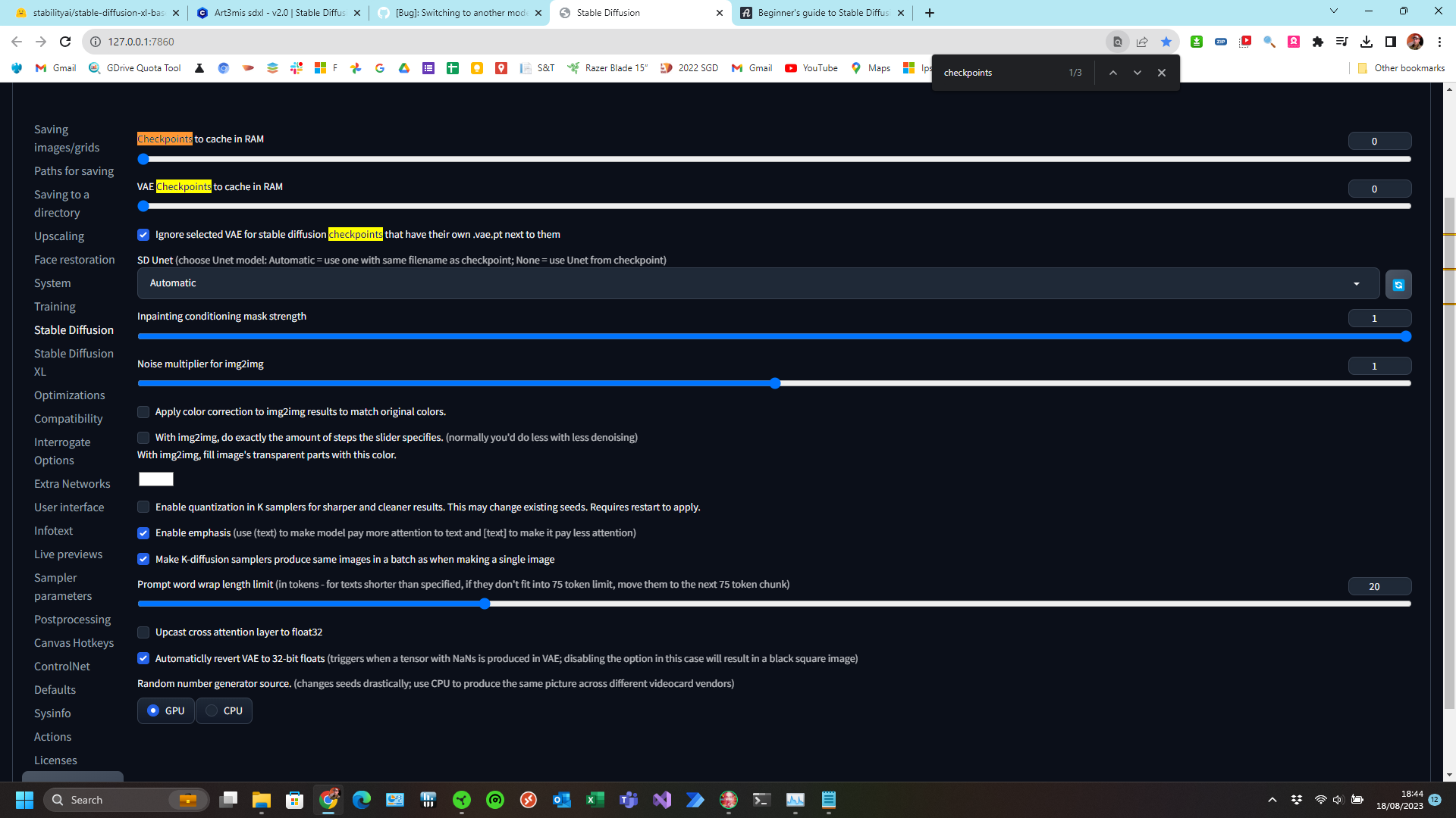 [Bug]: Switching to another model and then back leads to different image (SDXL) · Issue #12619 ...
