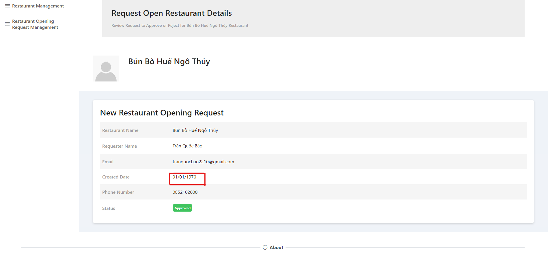 (TC-8) View Detail Request Opening Restaurant · Issue #32 · SWP490-G2/swp490_g2 · GitHub