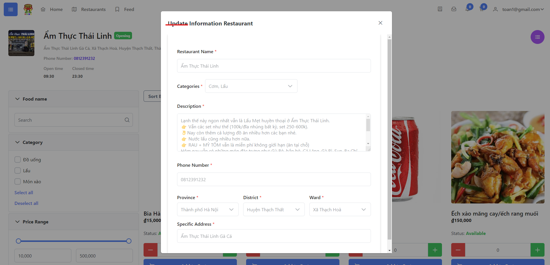 (Basic Information restaurant - Role Buyer) Thừa chữ update · Issue #64 · SWP490-G2/swp490_g2 ...