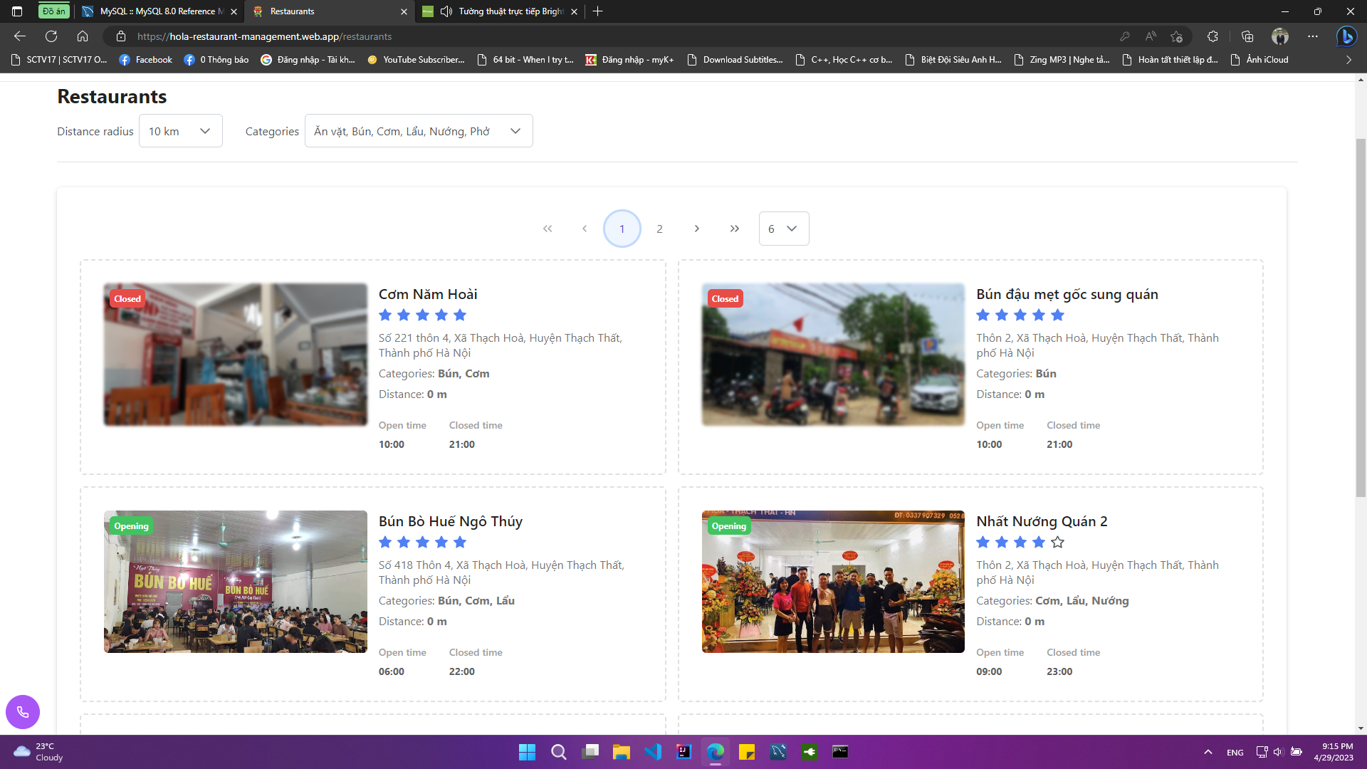 (Restaurants) Distance từ chủ tải khoản đến nhà hàng có vấn đề · Issue #133 · SWP490-G2/swp490 ...