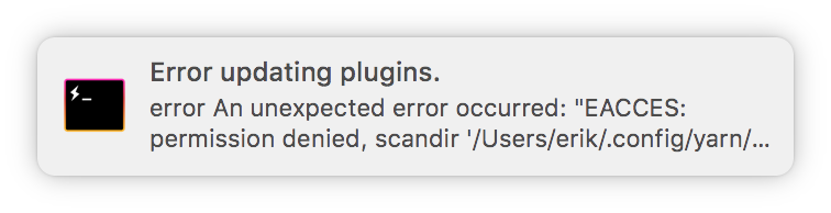 [FIXED] Error updating plugins. An unexpected error occurred: "EACCESS: permission denied ...