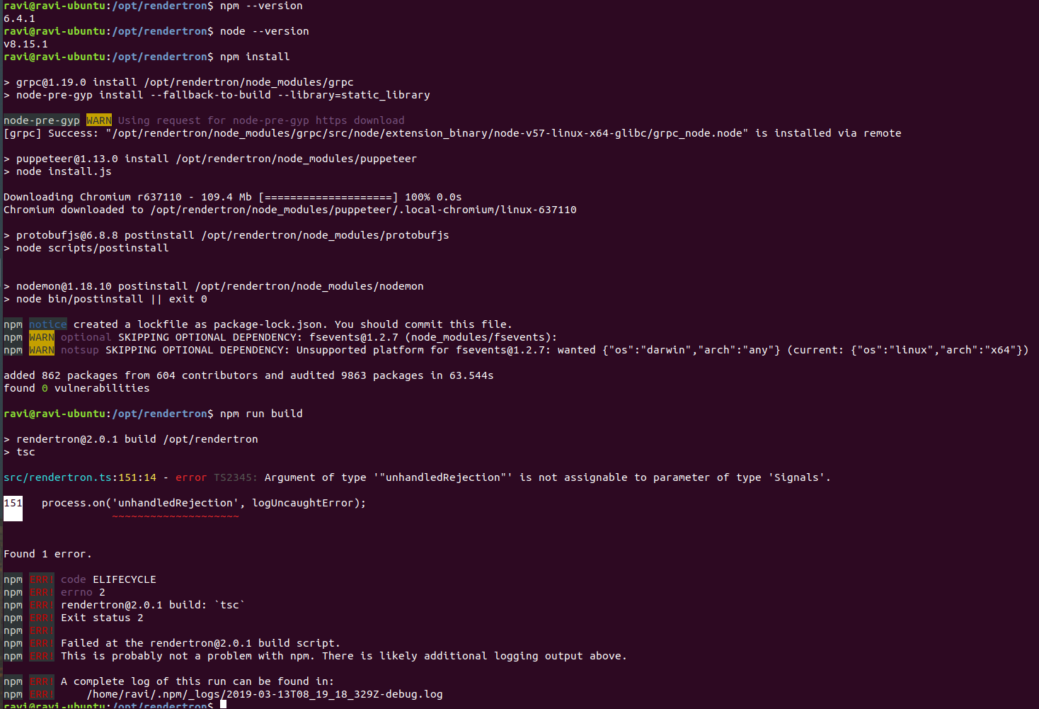 Argument of type '"unhandledRejection"' is not assignable to parameter of type 'Signals ...