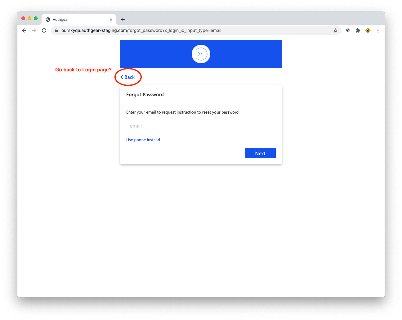 [App, Forgot password, UX] Can proceed the reset password flow with ...