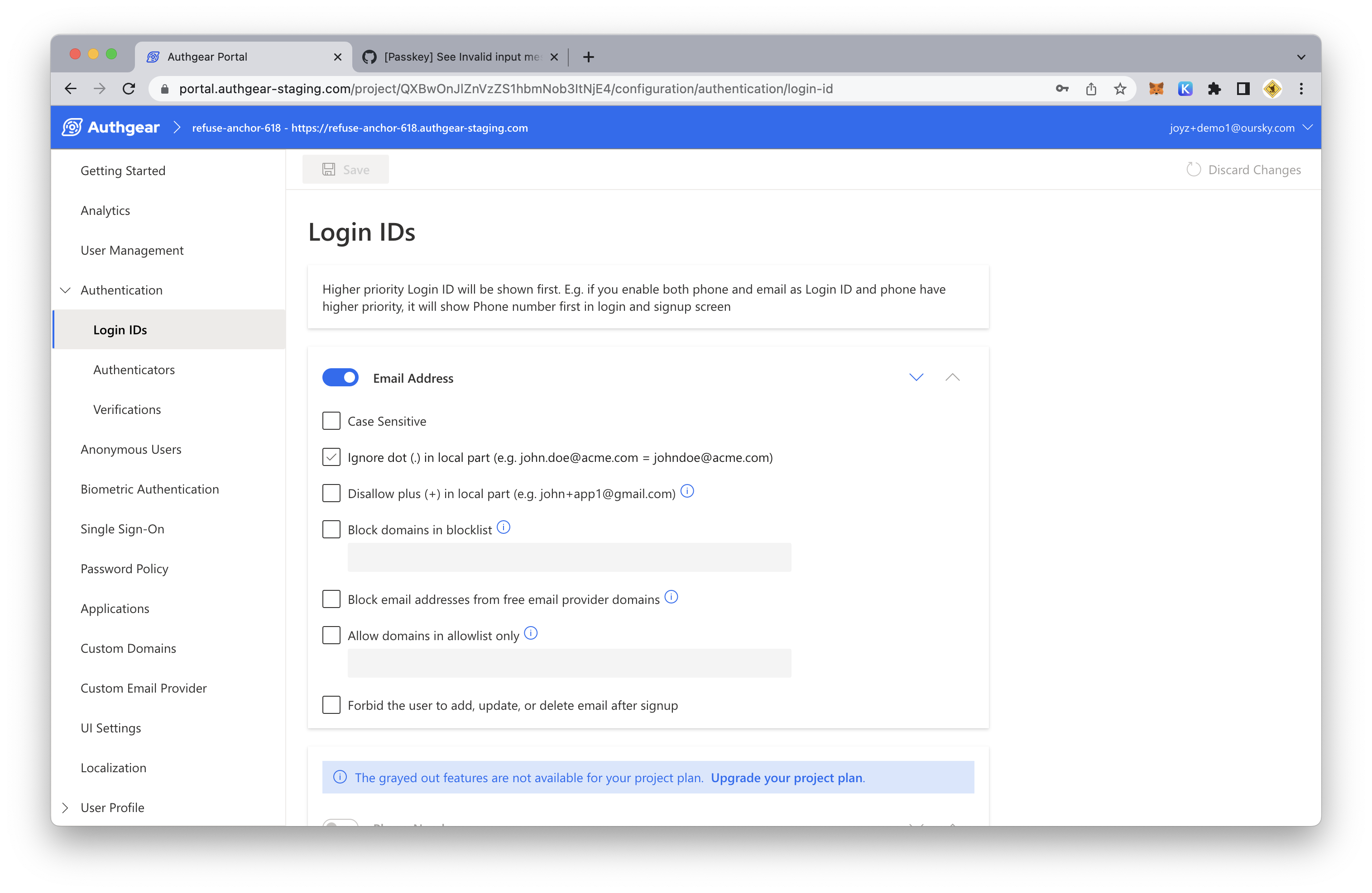 [Passkey] See Invalid input message and unable to save after toggle on passkey · Issue #2302 ...