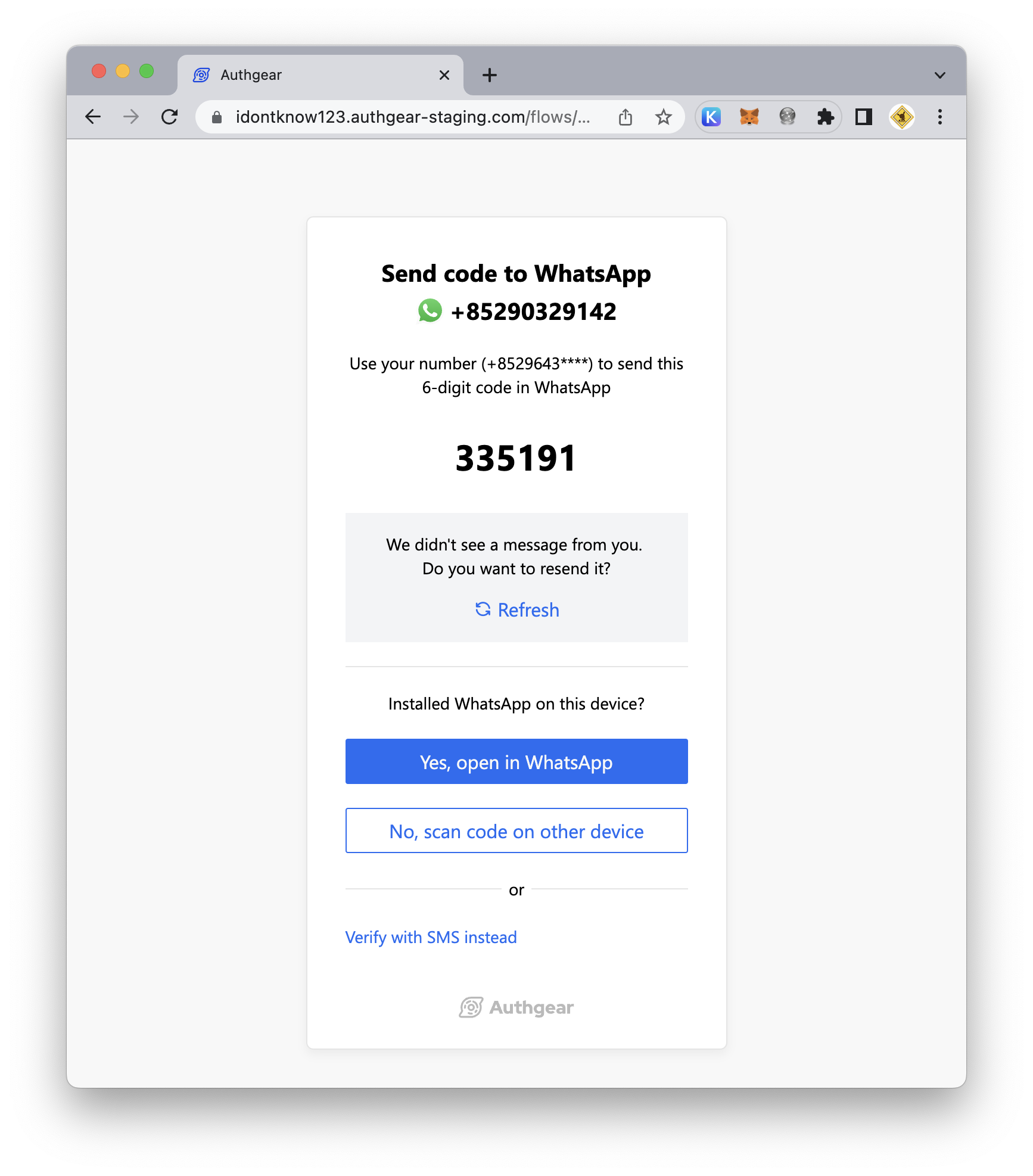 [OTP Whatsapp] Whatsapp OTP failed to verify · Issue #2966 · authgear/authgear-server · GitHub