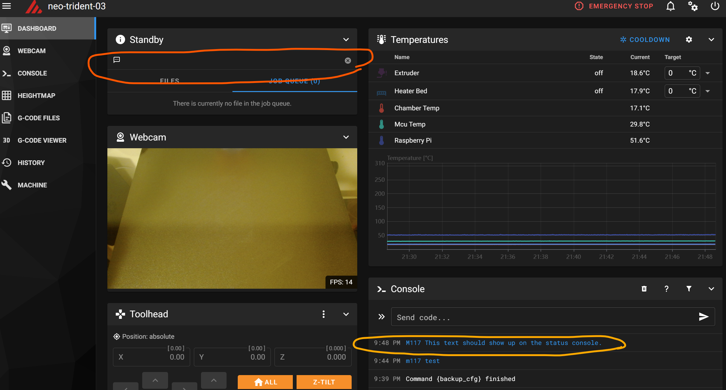 M117 not showing on Status section · Issue #1308 · mainsail-crew/mainsail · GitHub