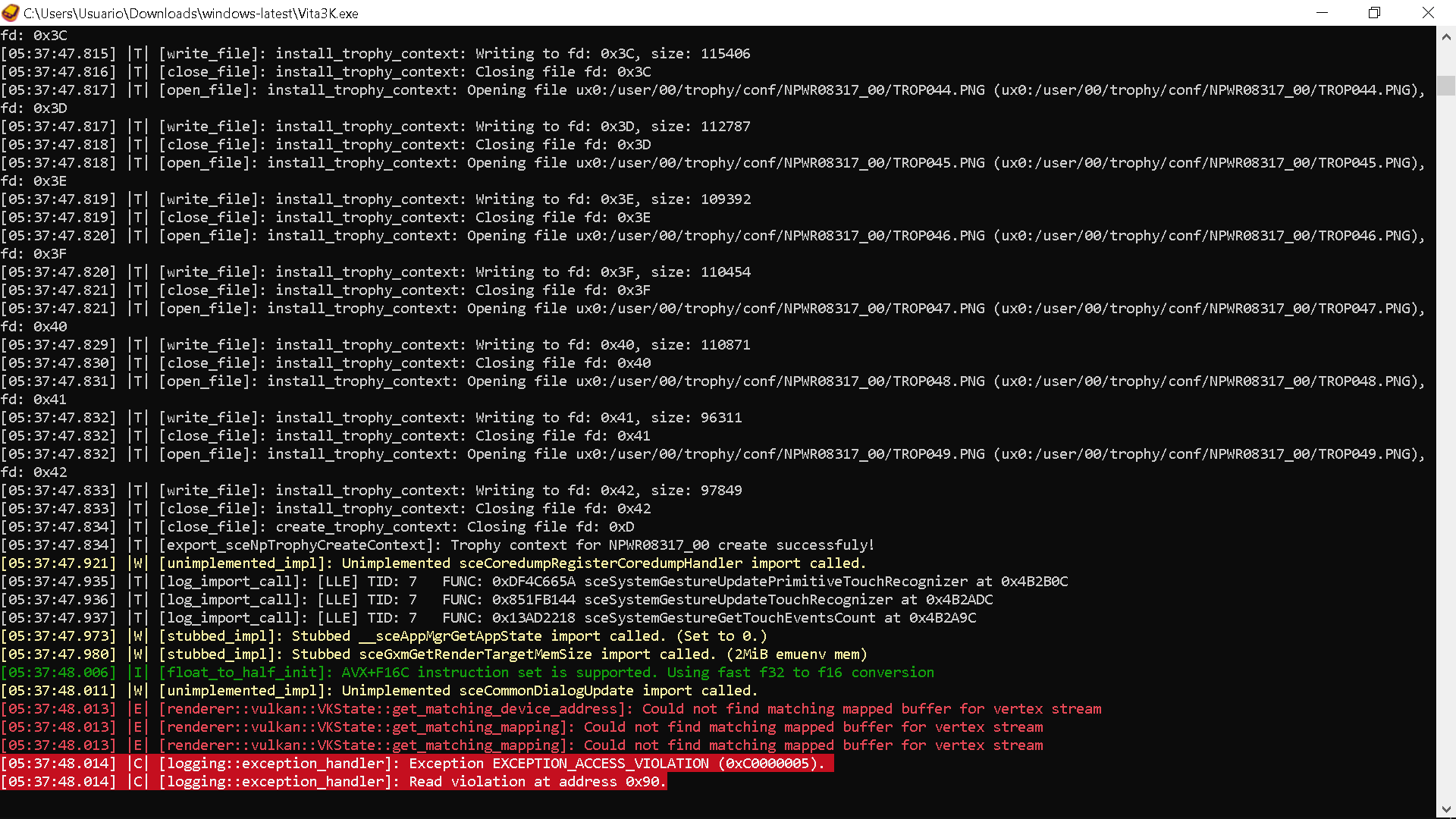 When a game started the emulator closes · Issue #2410 · Vita3K/Vita3K · GitHub