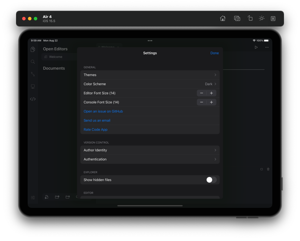 [UI bug] Non-obvious link text in settings · Issue #552 · thebaselab/codeapp · GitHub