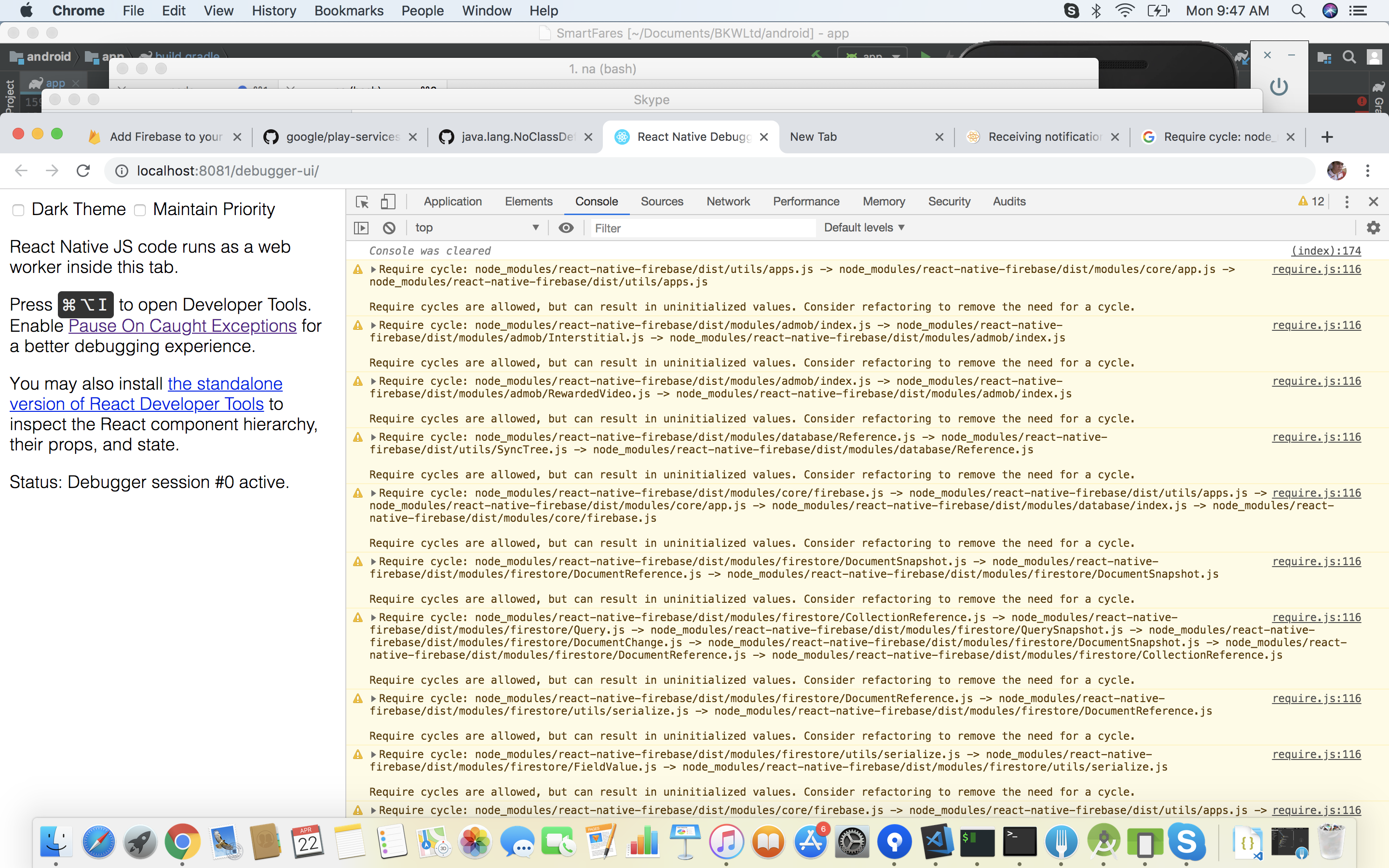 Multiple Warnings When Importing React Native Firebase · Issue 2072 · Invertasereact Native