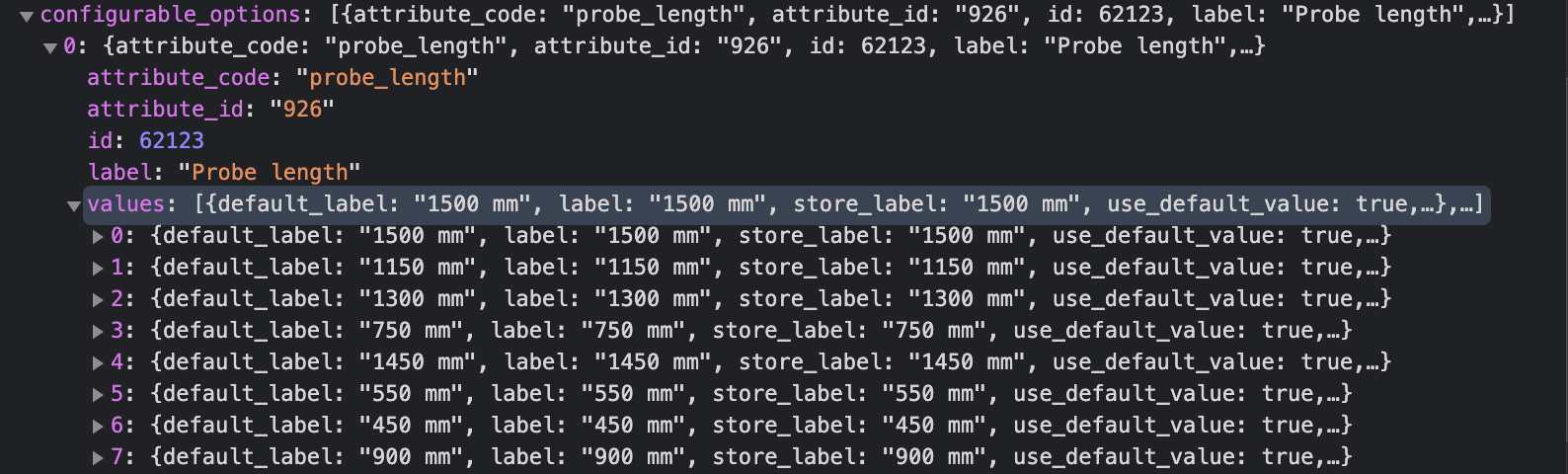 products.items.configurable_options.values does not return the values in the same order as they ...