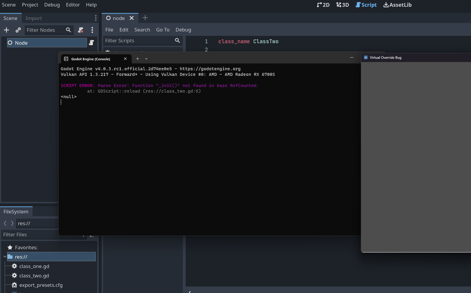 super() causing script error when overriding _init() on the child class and not the parent in ...