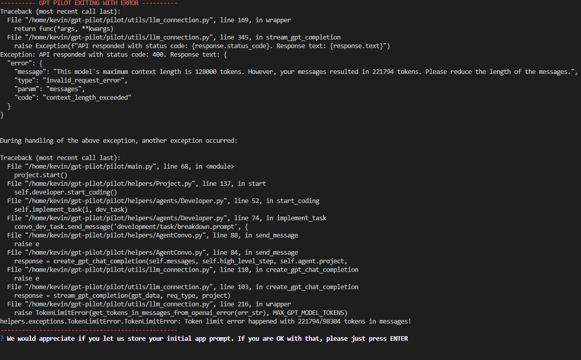 Token Limit Error Happened With 22179498304 Tokens In Messages · Issue 307 · Pythagora Iogpt 