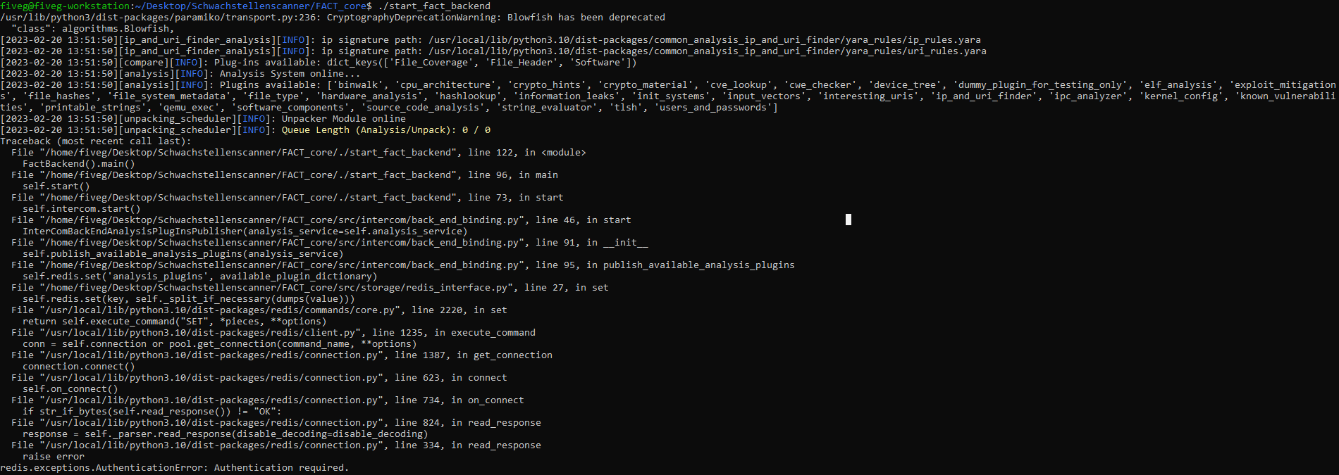 Backend AuthentificationError · Issue #982 · fkie-cad/FACT_core · GitHub