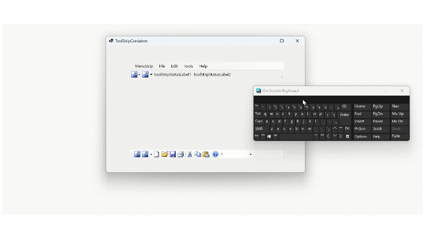 A11y Core Winforms Toolstripcontainer Bottomtool Bar Usability When We Navigate To