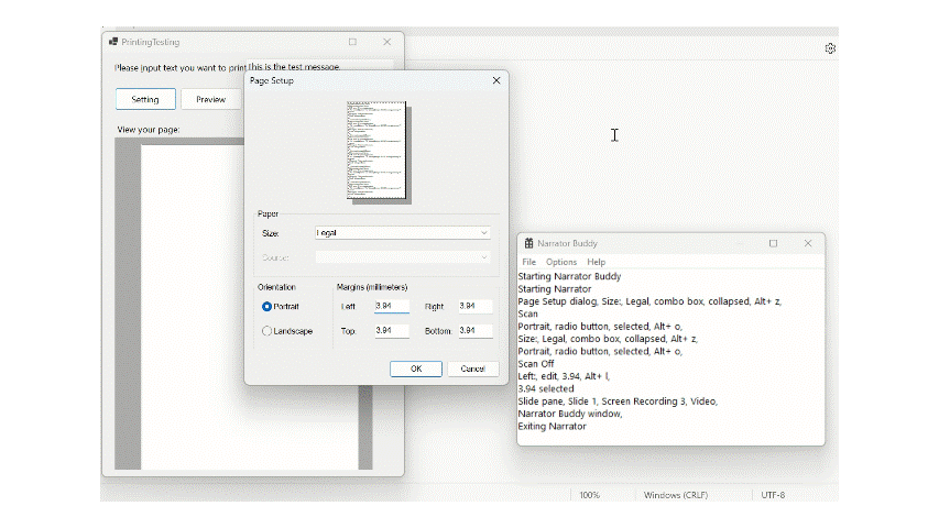 A11y_.NET Core_WinForms_PrintingTesting_Setting_ScreenReader: Narrator ...