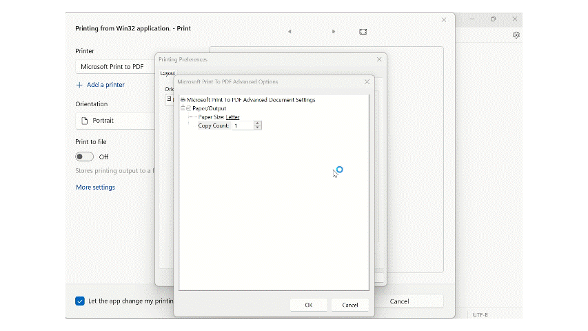 A11y_.NET Core_WinForms_Print_Microsoft Print to PDF Advanced Options_ScreenReader: Narrator ...