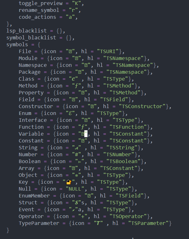 Some icons show as squares filled with a question mark. · Issue #67 · simrat39/symbols-outline ...