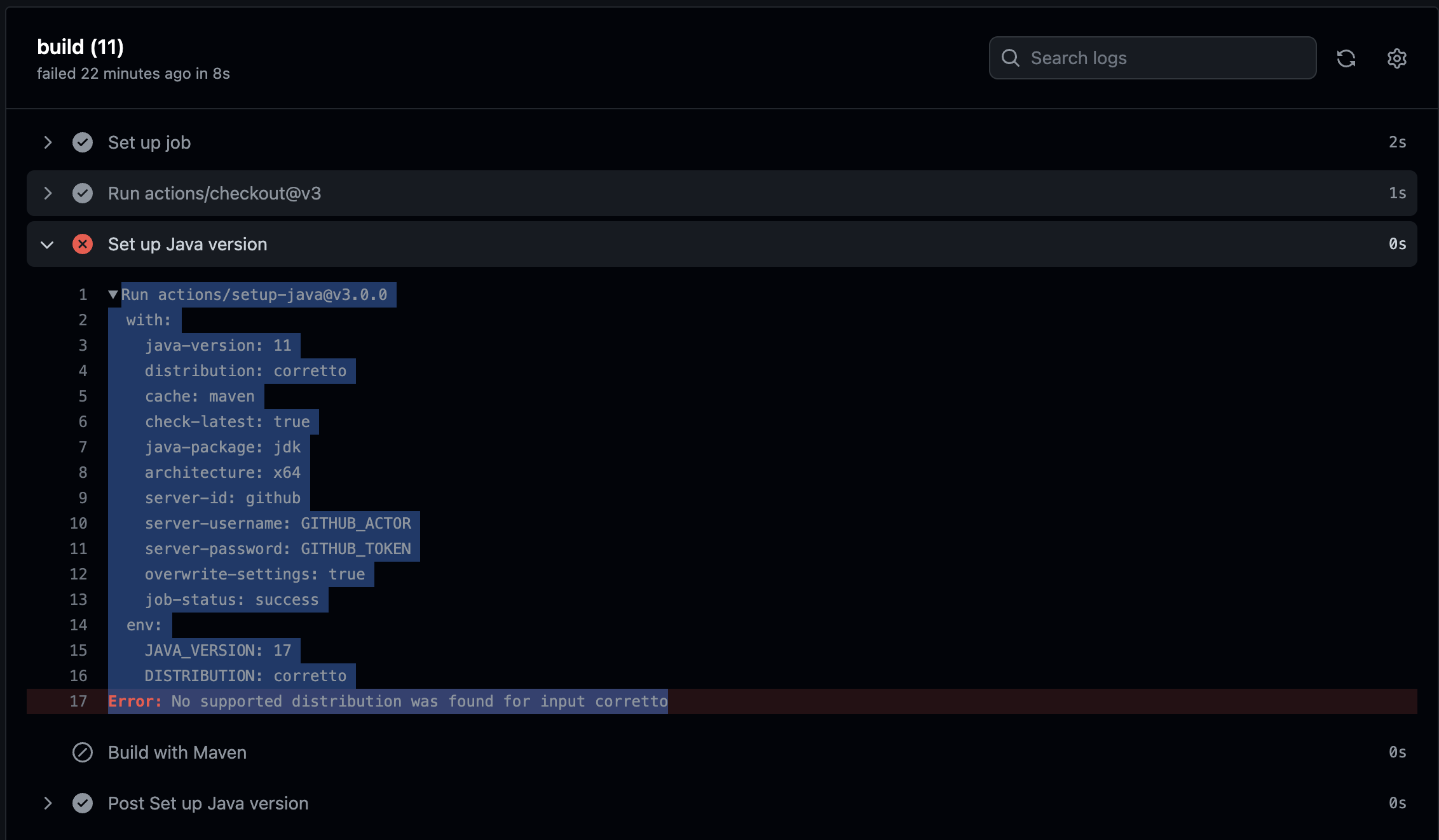 No supported distribution was found for input corretto · Issue #468 · actions/setup-java · GitHub