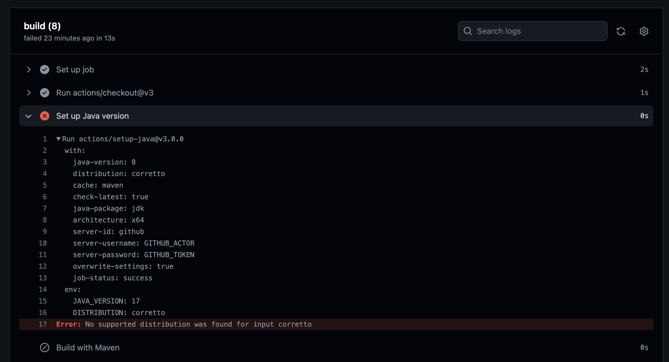 No supported distribution was found for input corretto · Issue #468 · actions/setup-java · GitHub
