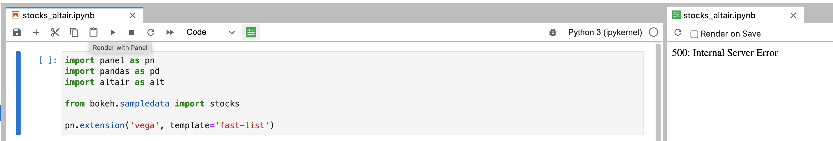 panel 0.13 JupyterLab preview: 'Resources' object has no attribute ...