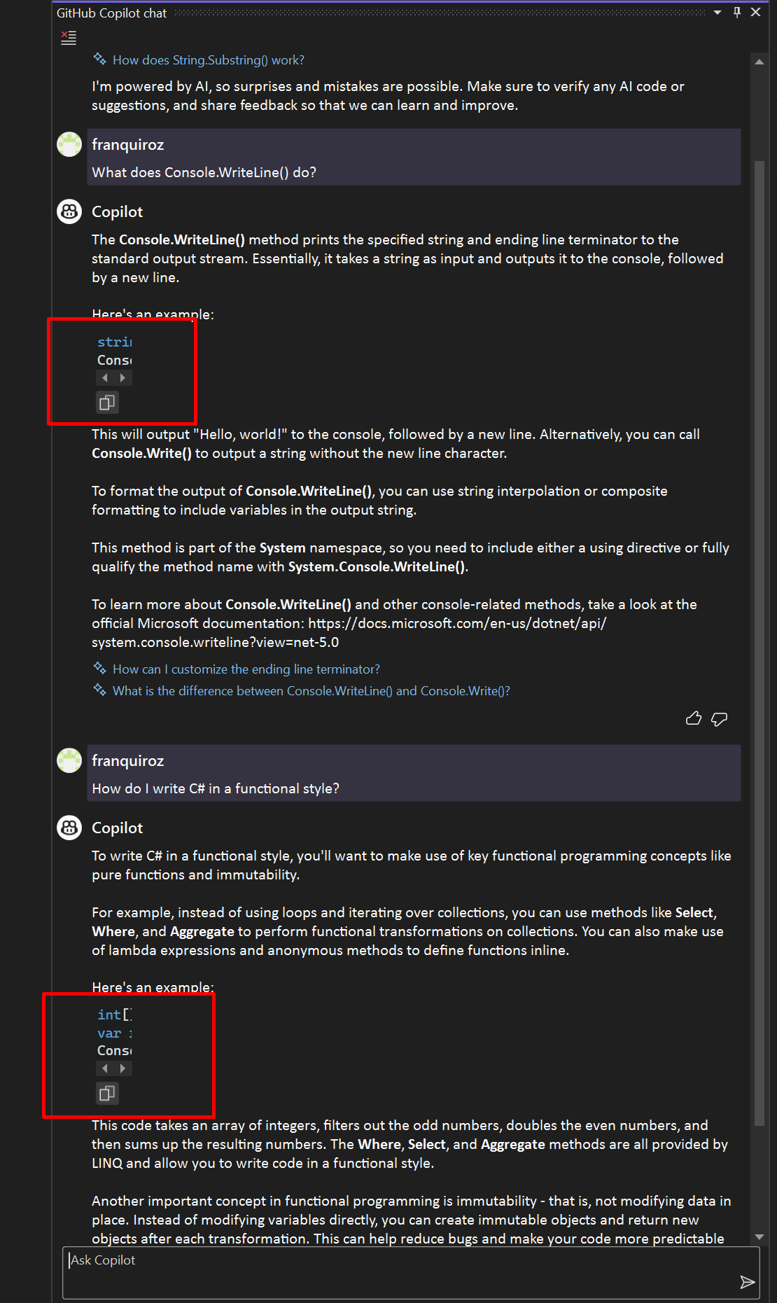 Wrong visualization copilot chat - Visual Studio Community 2022 · community · Discussion #60919 ...