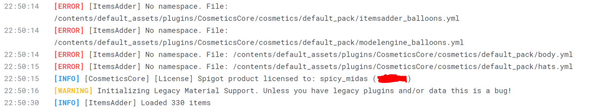 CosmeticCore ressource pack doesent load, impossible to find the namespace of certain files ...
