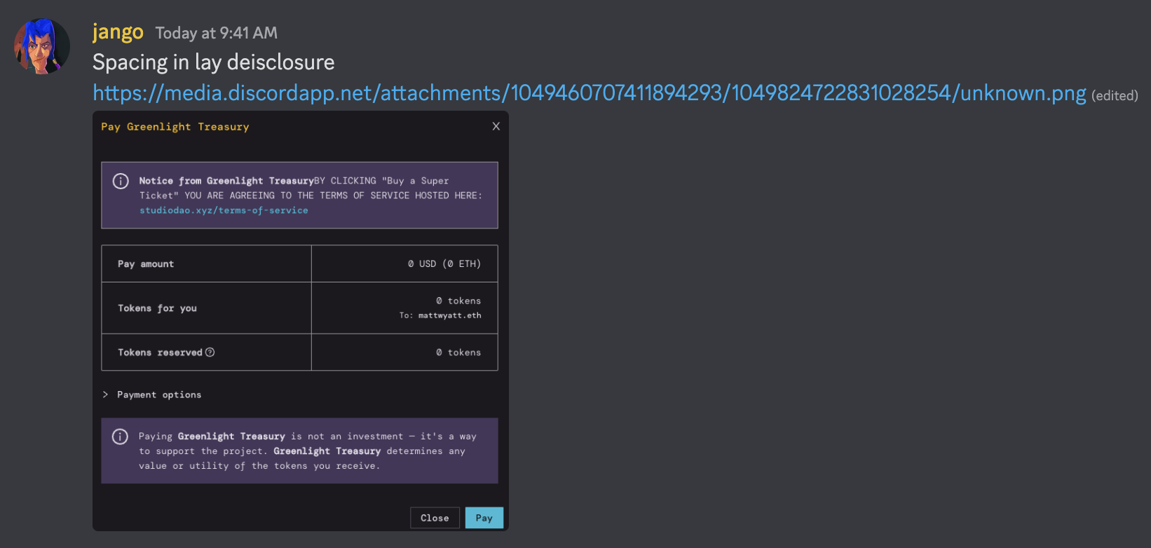 Spacing in the pay disclosure it incorrect · Issue #2637 · jbx-protocol/juice-interface · GitHub