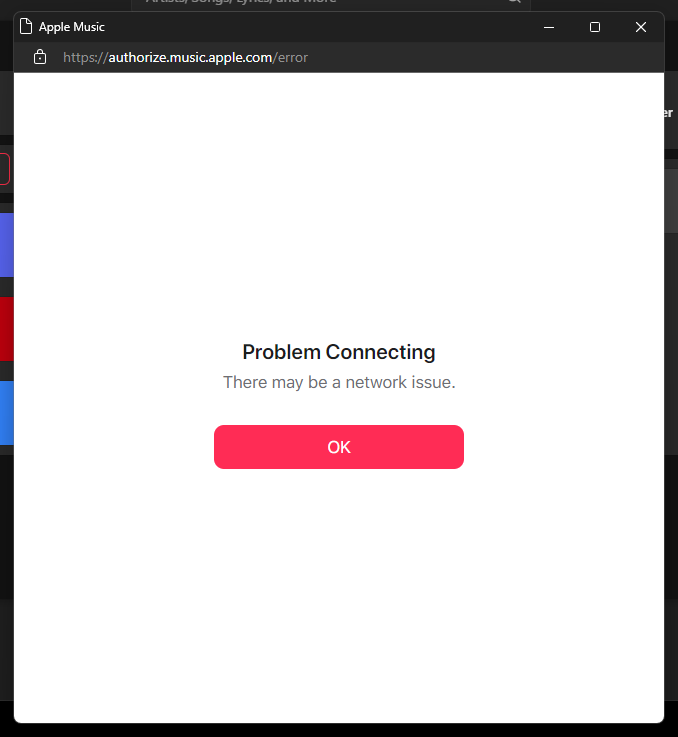[Bug]: Apple Music Sign In: "Problem Connecting" · Issue #187 · ciderapp/Cider-2 · GitHub