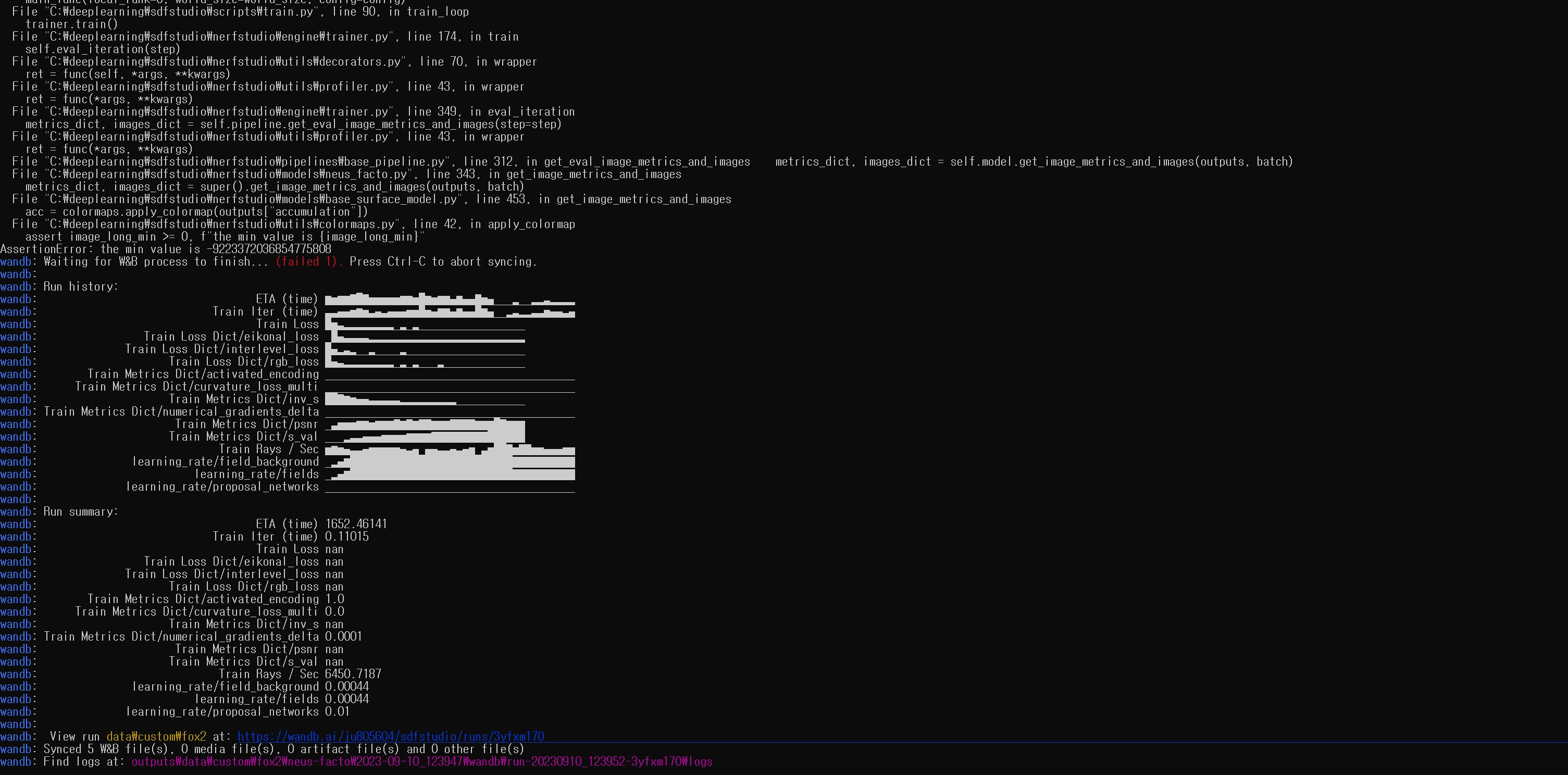 error during training · Issue #223 · autonomousvision/sdfstudio · GitHub